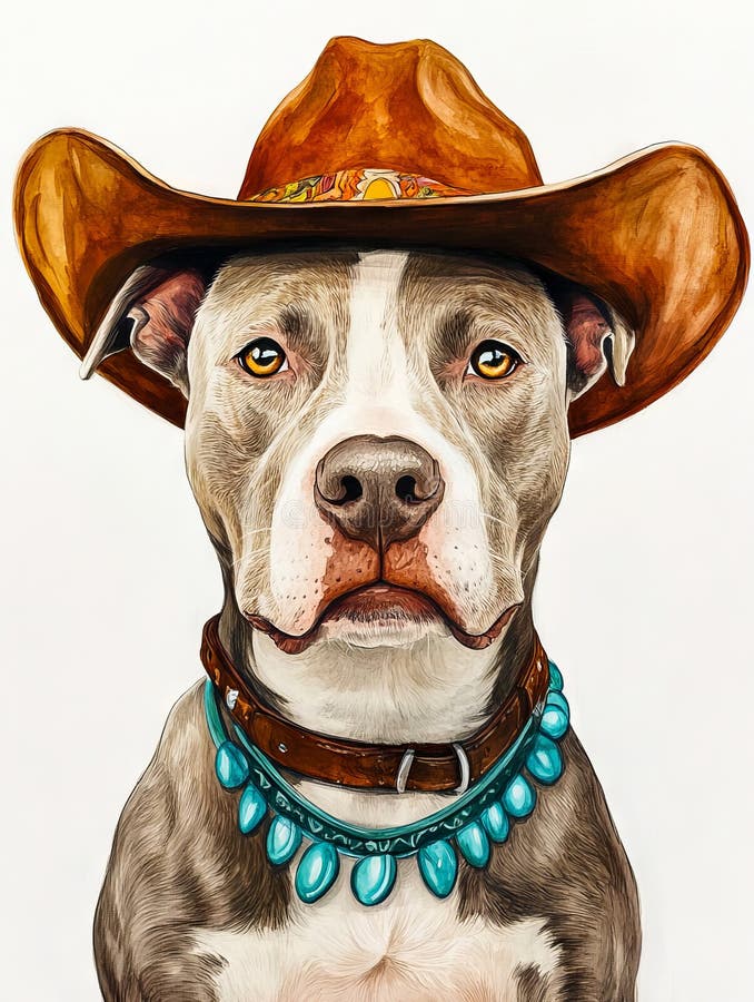 A Drawing of a Dog Wearing a Cowboy Hat Stock Photo - Image of sombrero ...