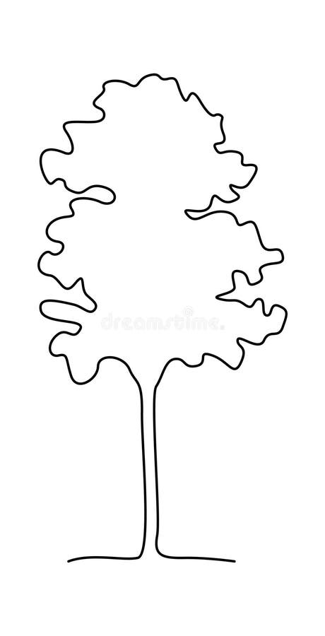Drawing Doodle Tree in Line Art Stock Vector - Illustration of outline ...