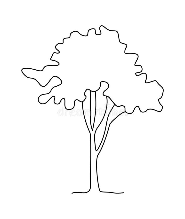 Drawing Doodle Tree in Line Art Stock Vector - Illustration of outline ...