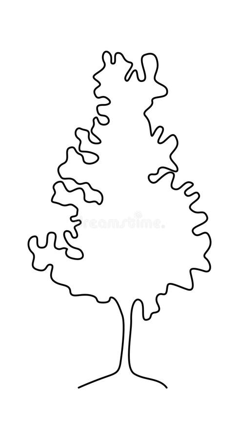 Drawing Doodle Tree in Line Art Stock Illustration - Illustration of ...