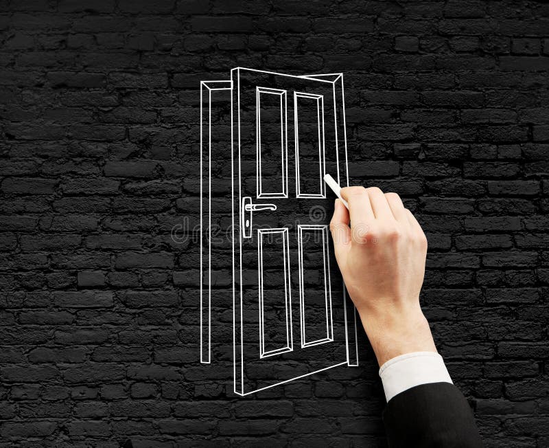 Drawing door stock image. Image of idea, brick, human - 32696909