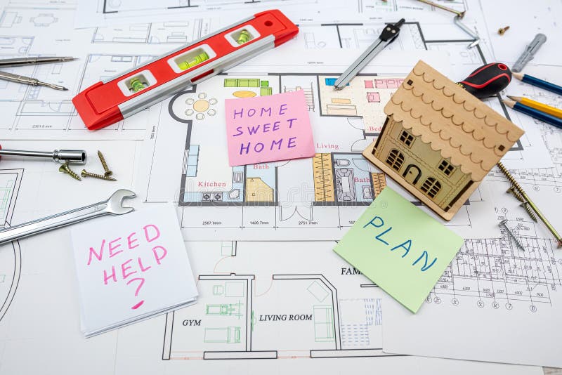 Drawing and Drafting Table with Drawing Tools Spread Out. Stock Photo ...