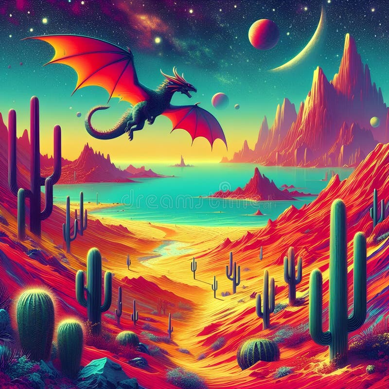 Drawing of Dragons in Another World 2 Stock Illustration - Illustration ...