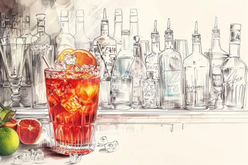 A Drawing of a Drink in a Tall Glass. Suitable for Beverage Industry ...