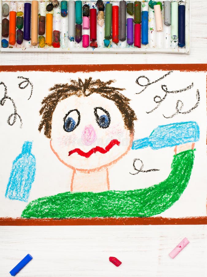 Drawing: Drunk Man Drinking Alcohol. Stock Illustration - Illustration ...