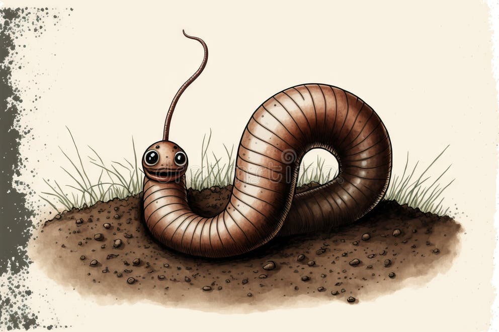 A drawing of an earthworm stock illustration. Illustration of isolated ...