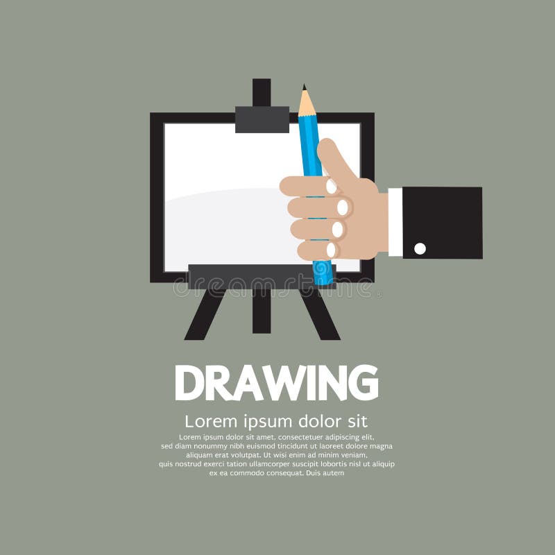 Drawing on Easel with Pencil Stock Vector - Illustration of canvas ...