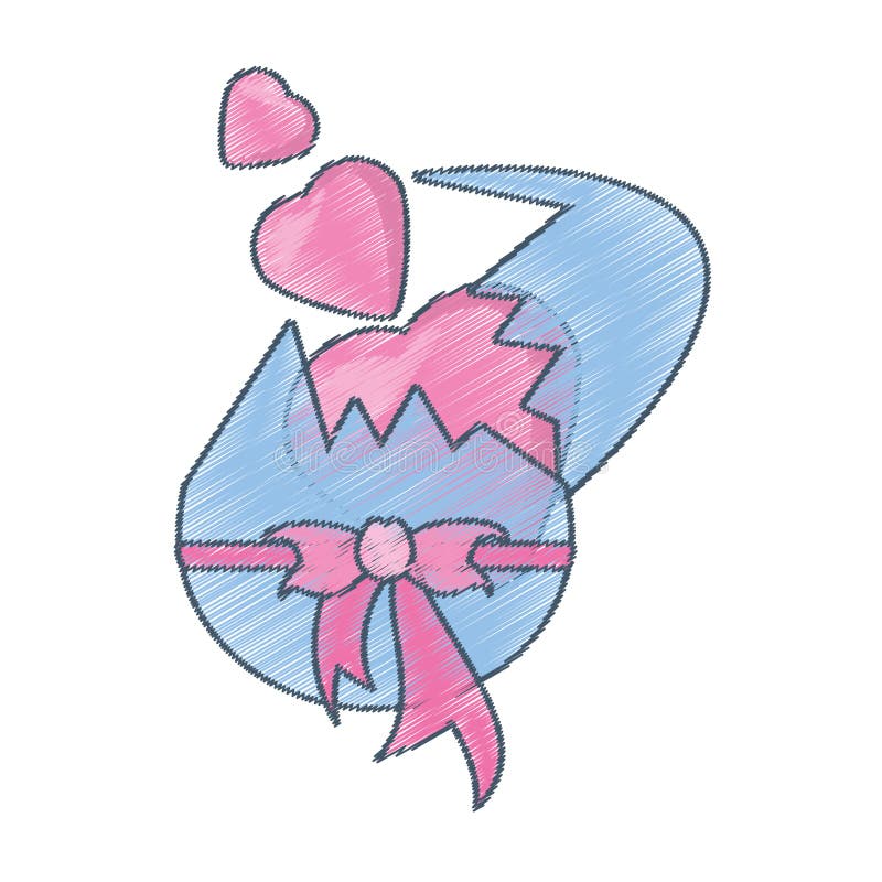 Drawing Easter Egg Broken Pink Heart Stock Illustration - Illustration ...