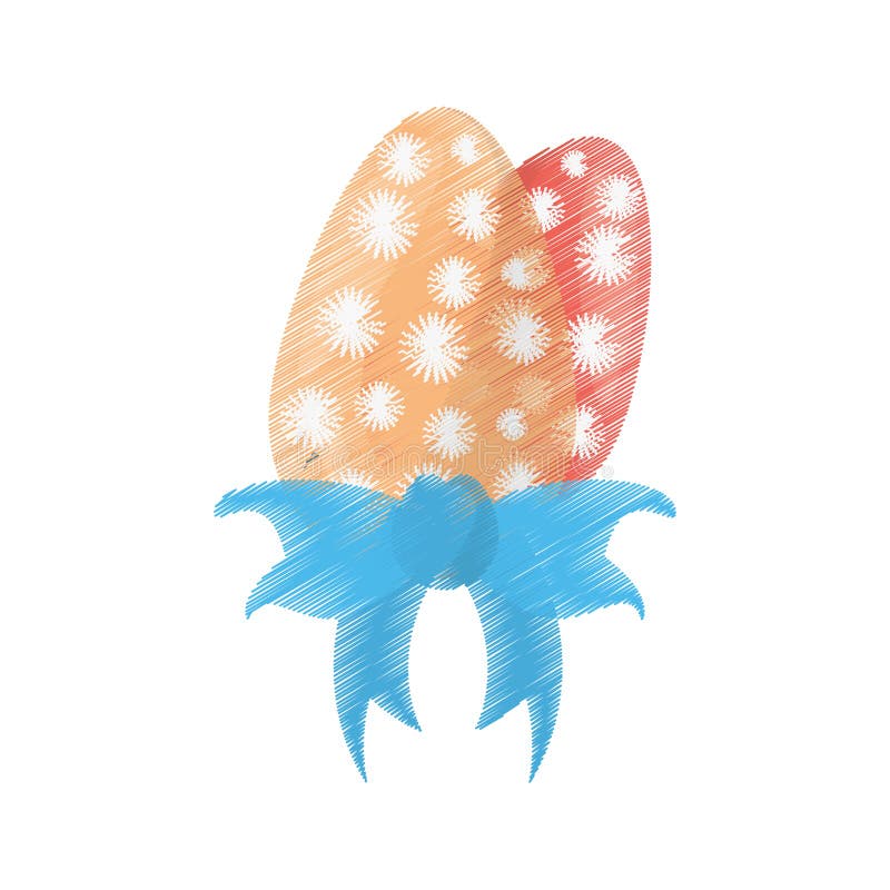 Drawing Easter Eggs Flowers Bow Decoration Stock Illustration ...