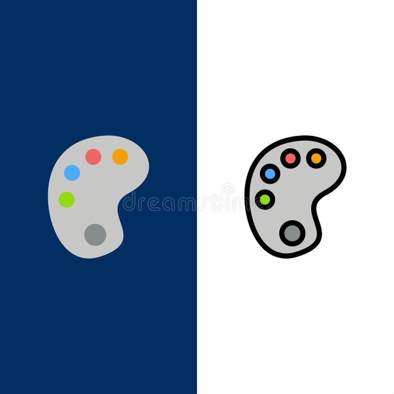 Drawing, Education, Paint Icons. Flat and Line Filled Icon Set Vector ...