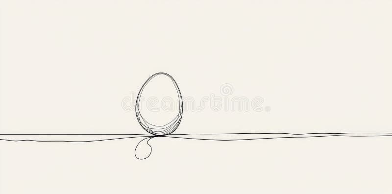 Drawing of an Egg in Its Shell in One Continuous Line, Black and White ...