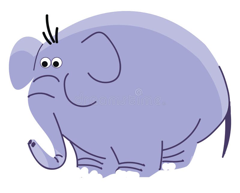 Drawing of a Big Blue Elephant with Long Trunk Vector Color Drawing or ...