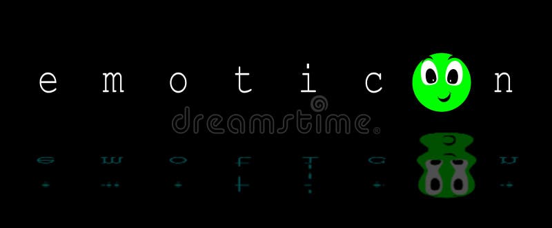 Drawing Embedded in Text. Green Emoticon. Stock Illustration ...