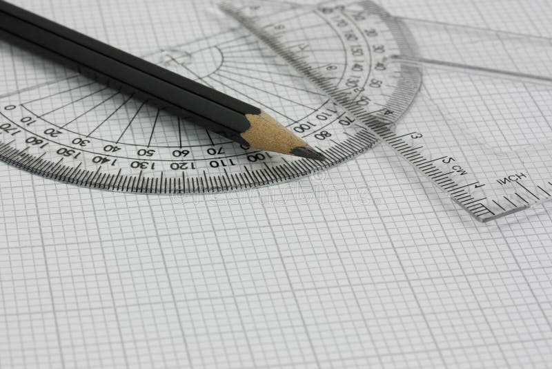 Drawing Equipment on Graph Paper Stock Image - Image of sketch ...