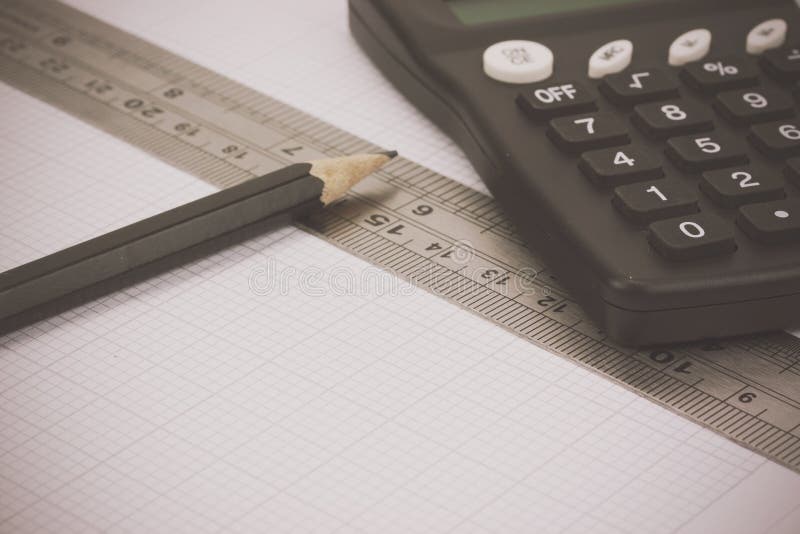 Drawing Equipment on Graph Paper Stock Image - Image of technical ...