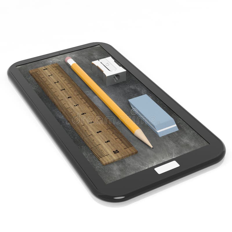 Drawing Equipment on Tablet Stock Illustration - Illustration of ruler ...
