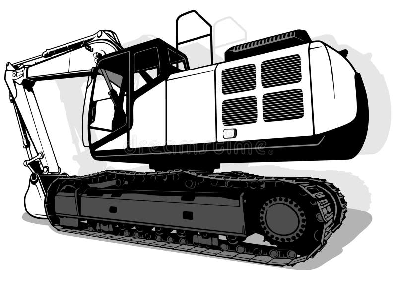 Drawing of an Excavator from the Side View Stock Vector - Illustration ...