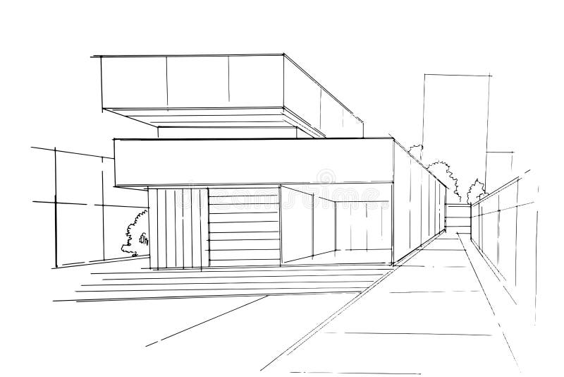 Drawing Exterior and Interior Architectural Lines. , Graphic Assembly ...