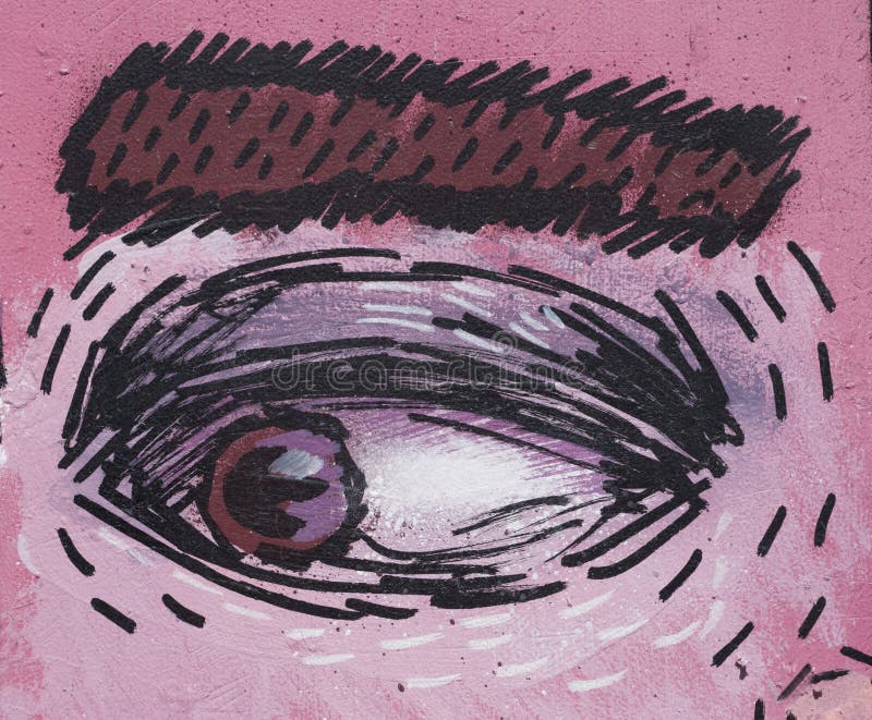Drawing of an Eye on Pink Face Stock Image - Image of fantasy, creative ...