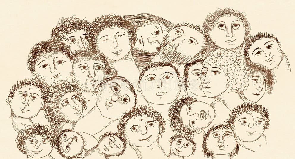 Drawing of Faces stock illustration. Illustration of hair - 53558156