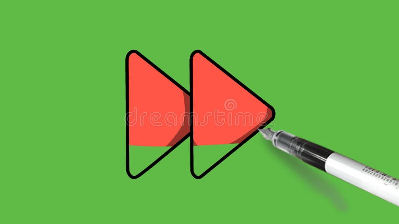 Drawing Fast Forward Button in Black and Red Colour Combination on ...