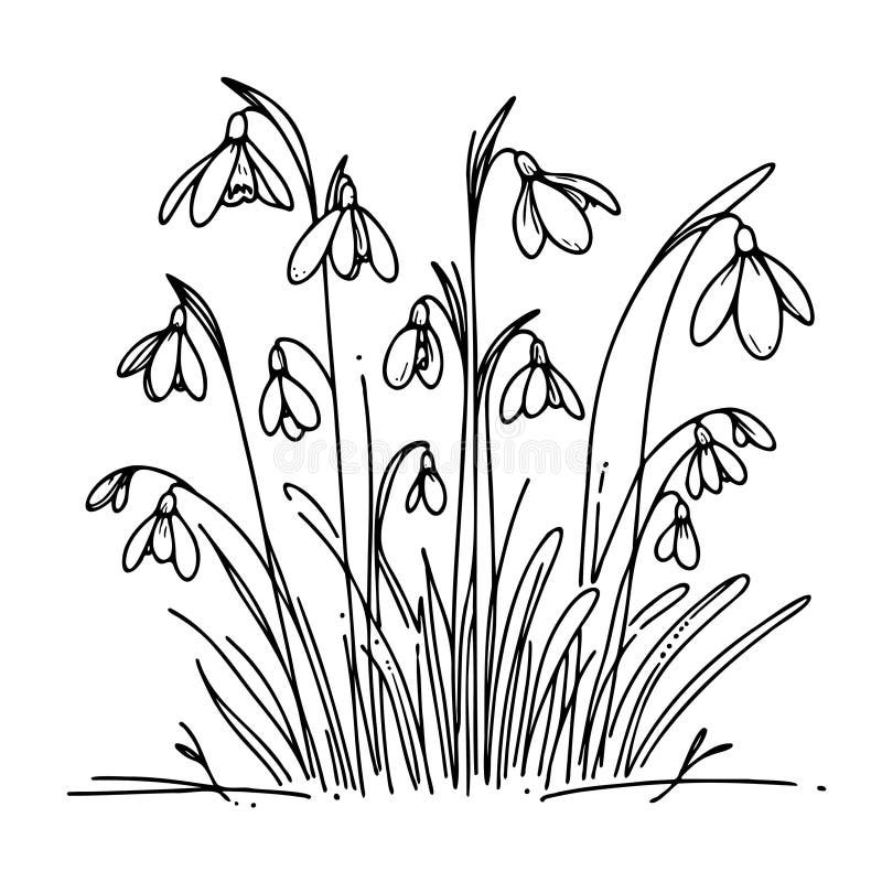 A Drawing of a Field of Flowers with a Few Snowflakes on the Flowers ...