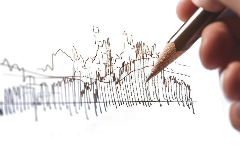 Drawing a Financial Graph Isolated on White Background, Stock Image ...