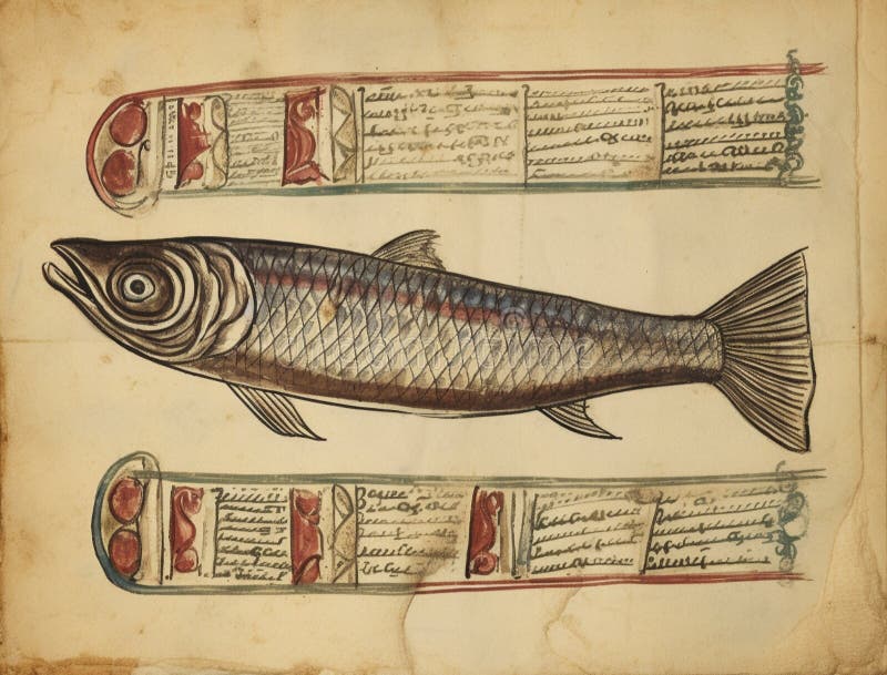Drawing of a Fish on an Old Sheet of Paper Stock Illustration ...