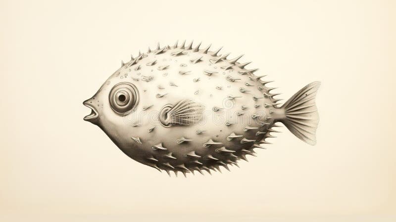 A Drawing of a Fish with Spikes on it S Head. Generative Ai Stock ...