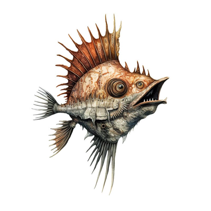 A Drawing of a Fish with Spikes on it S Head. Generative AI Image ...
