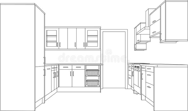 Single Cupboard Drawing Stock Illustrations – 121 Single Cupboard ...