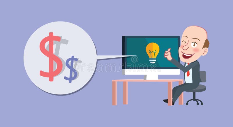 Drawing Flat Character Design Make Money Concept, Stock Illustration ...