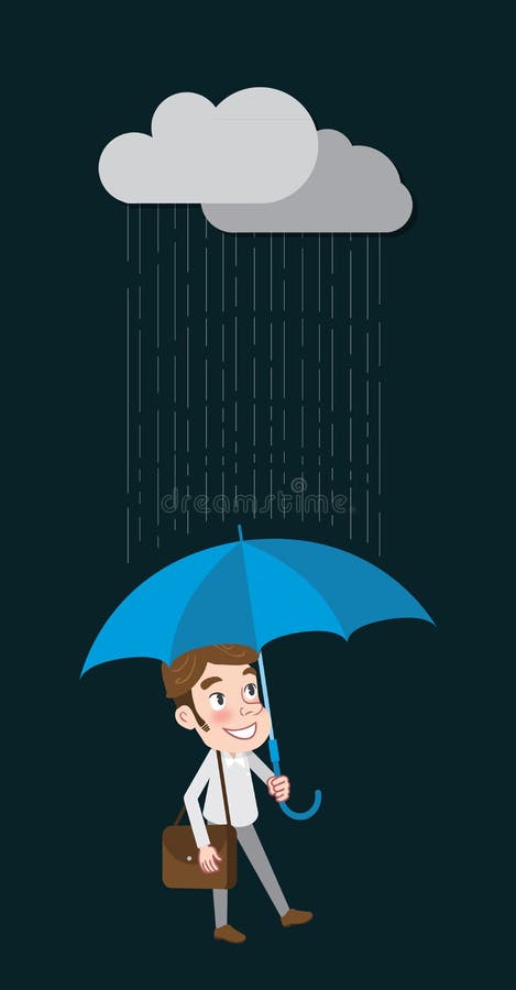 Drawing Flat Character Design Man and Rain Concept Stock Illustration ...