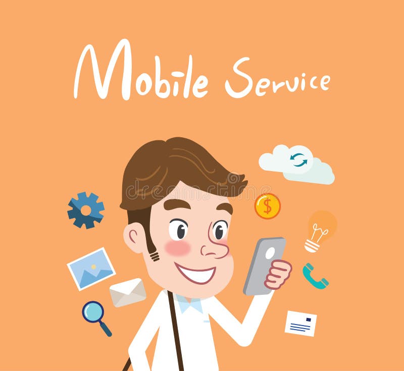 Drawing Flat Character Design Mobile Service Concept Stock Illustration ...