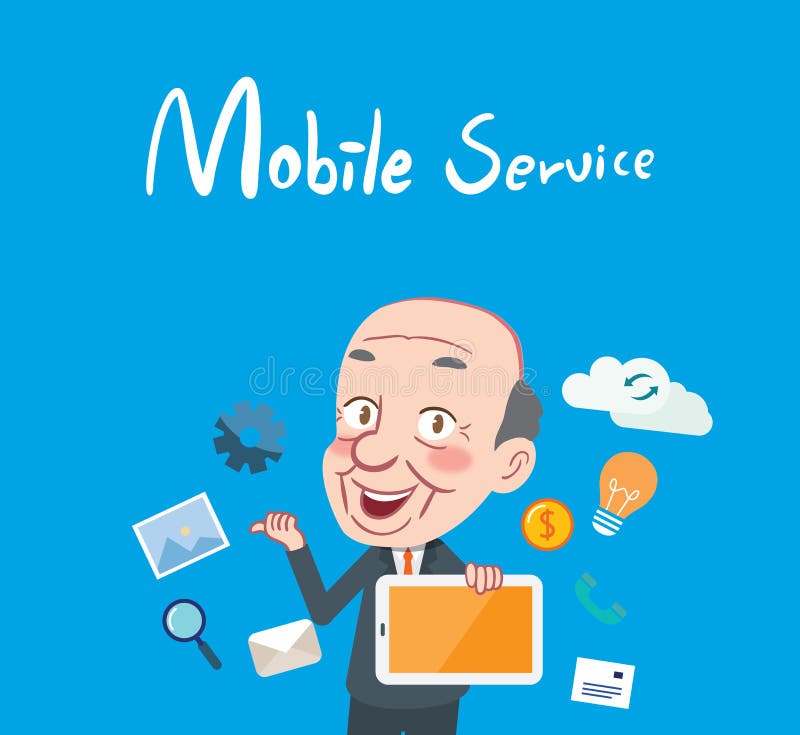 Drawing Flat Character Design Mobile Service Concept Stock Illustration ...