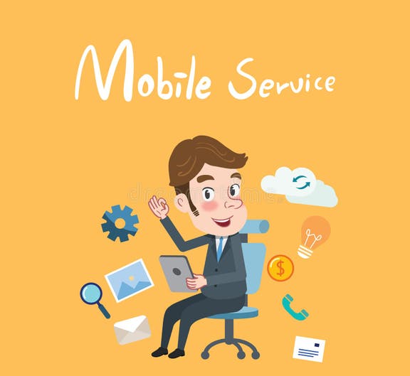 Drawing Flat Character Design Mobile Service Concept Stock Illustration ...