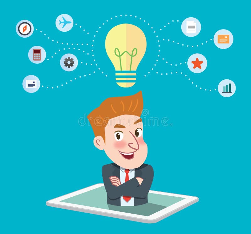 Drawing Flat Character Design Smart Business Concept Stock Illustration ...