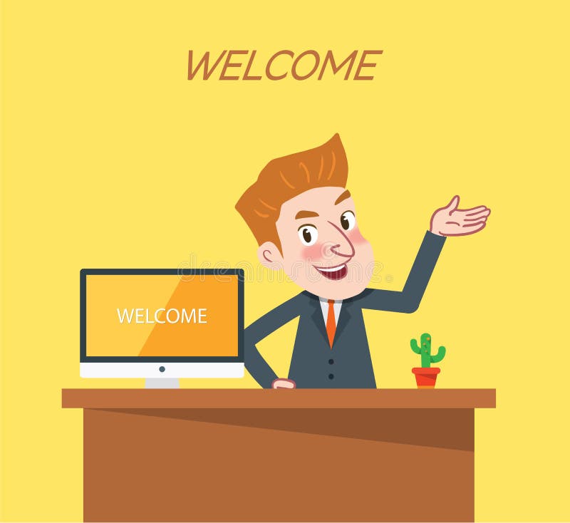 Drawing Flat Character Design Welcome Concept Stock Illustration ...