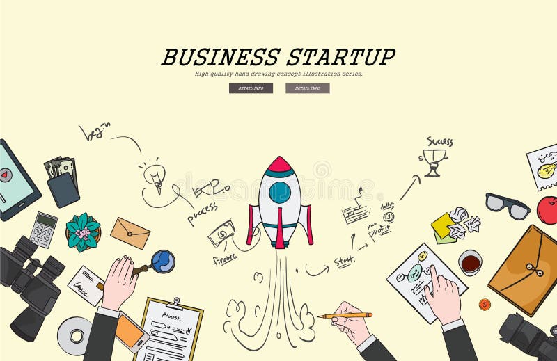 Drawing Flat Design Illustration Start-up Concept. Concepts for Web ...