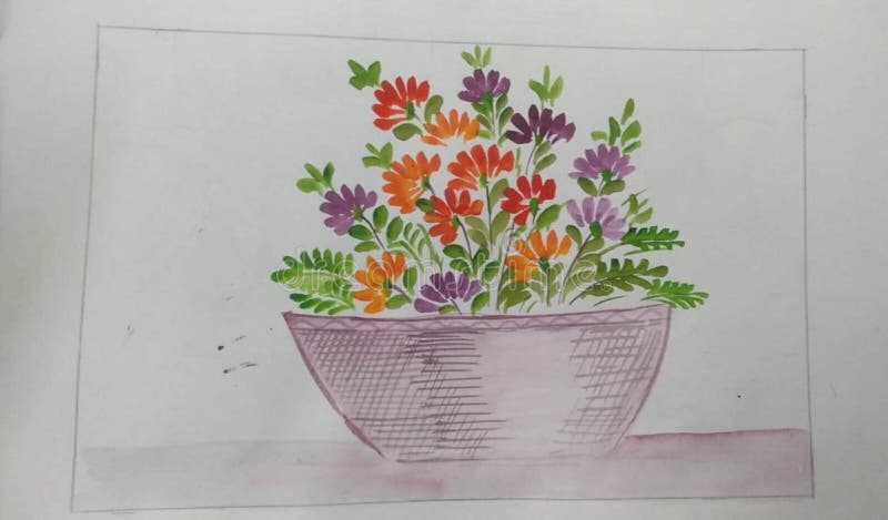 Drawing of Flower vas stock photo. Image of flower, lilac - 276208362