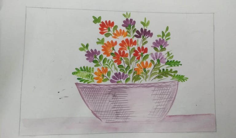 Drawing of Flower vas stock photo. Image of flower, lilac - 276208362