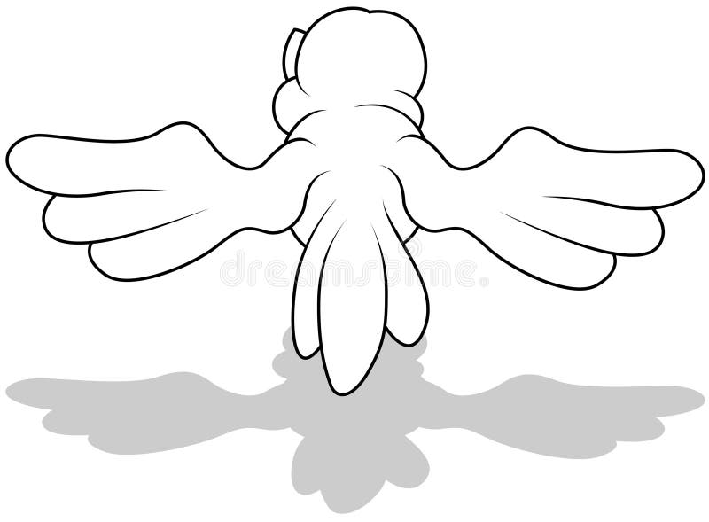 Drawing of a Flying Sparrow from Side View Stock Vector - Illustration ...