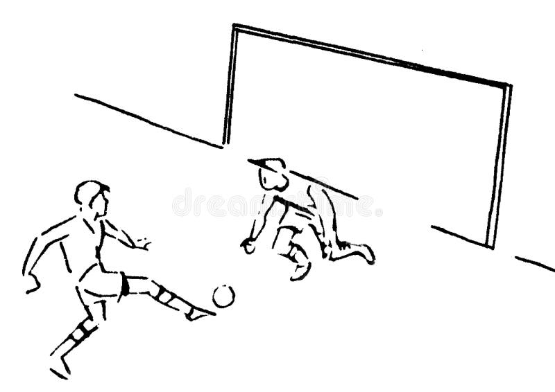 Drawing of Football Player and Goalkeeper Stock Illustration ...
