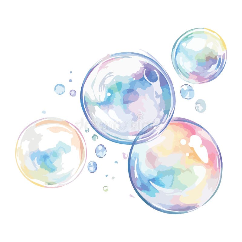 Drawing of Four Different Colored Bubbles. the Bubbles are All ...