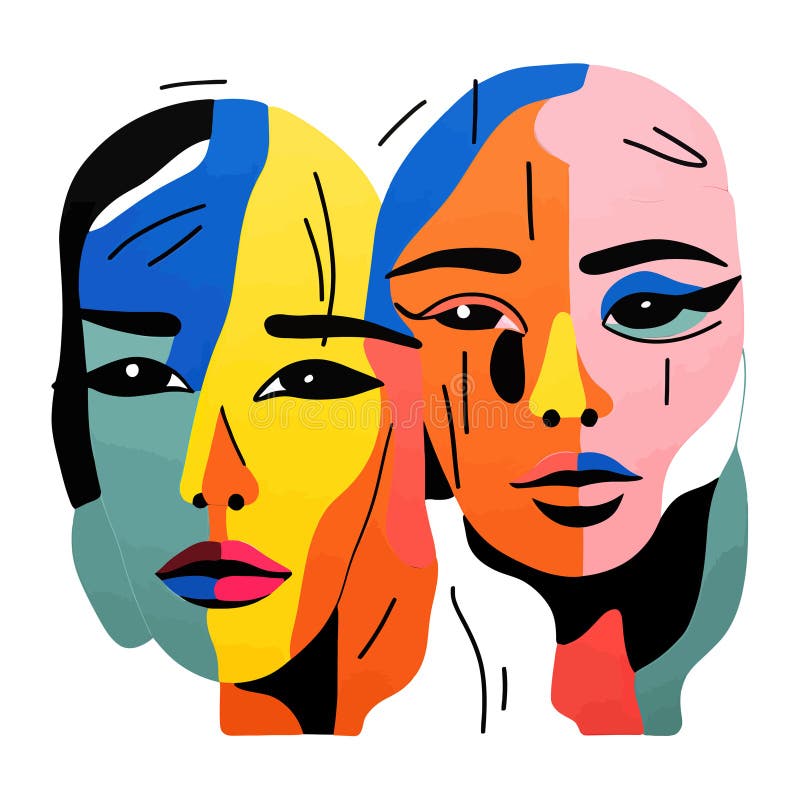 Drawing of Four Peoples Faces. Vector Illustration Design Stock Vector ...