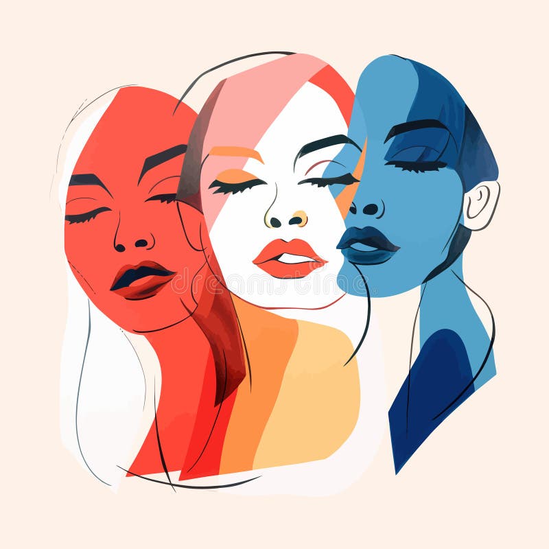 Drawing of Four Peoples Faces. Vector Illustration Design Stock Vector ...