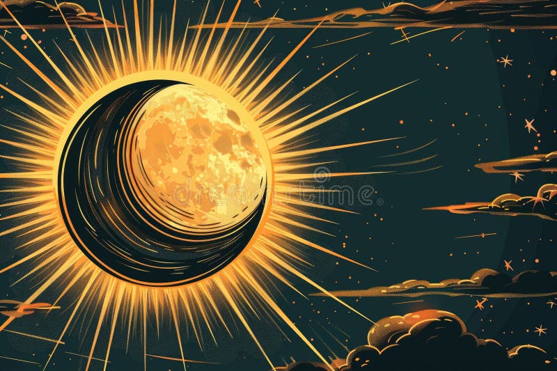 A Drawing of a Full Moon in the Night Sky. Suitable for Various Design ...