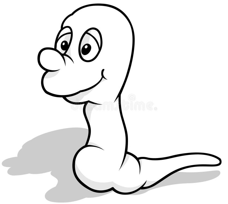 Drawing of a Funny Earthworm Stock Vector - Illustration of worm ...