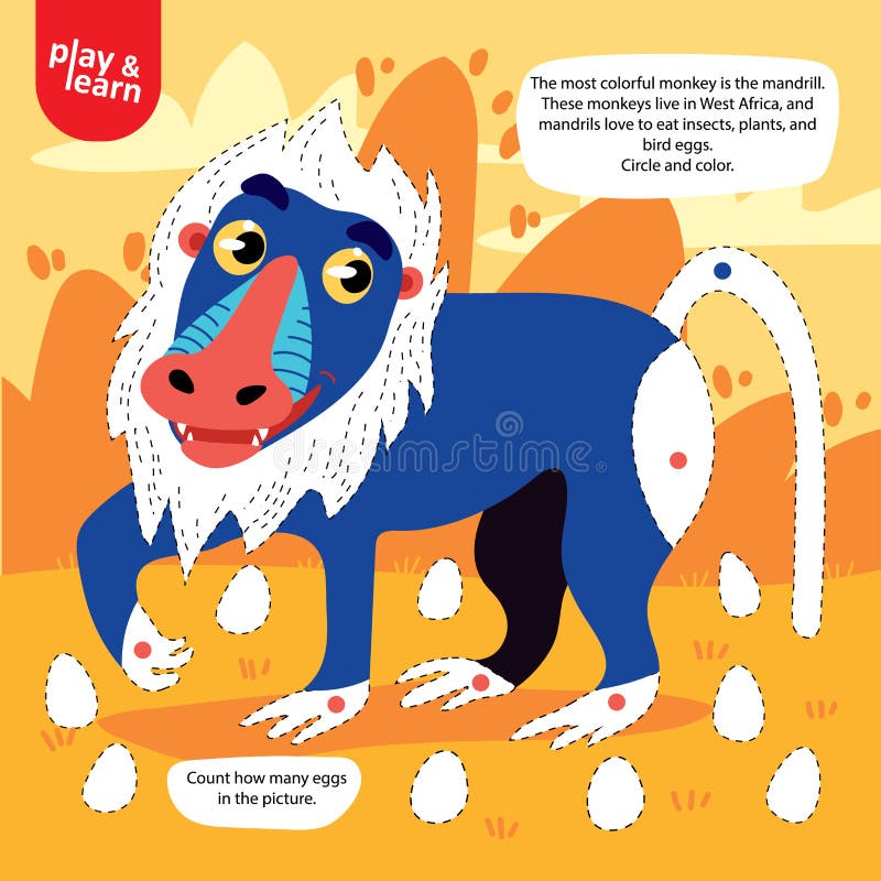 Drawing Game Tutorial Monkey Printable Template Vector Stock Vector ...