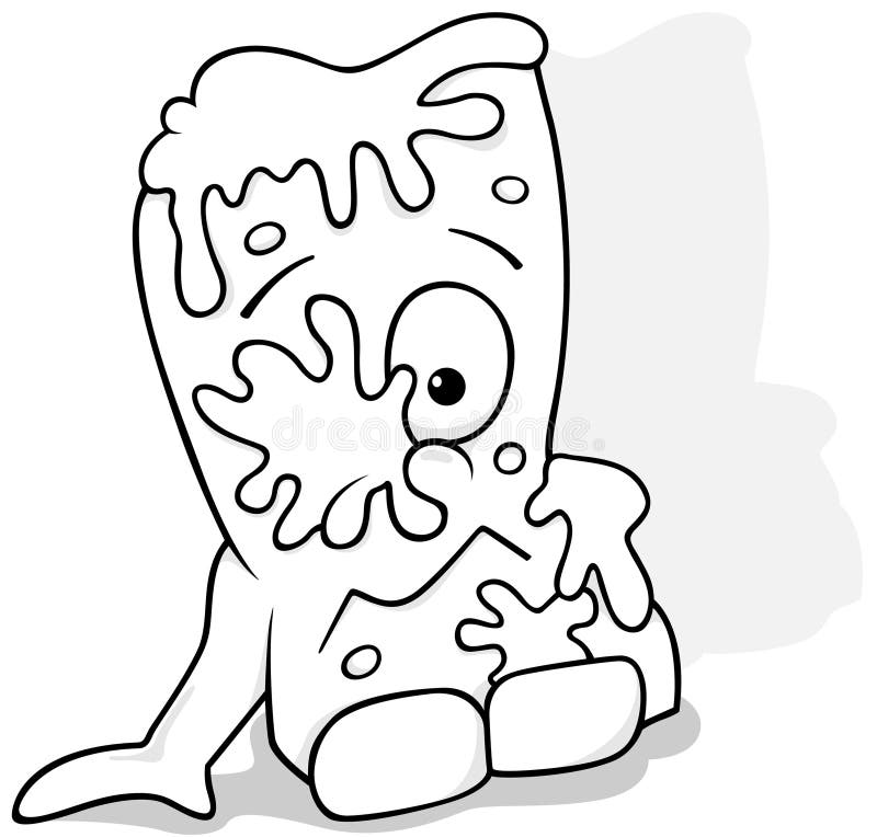Drawing of a Garbage Sponge Monster Smeared with Slime Stock Vector ...
